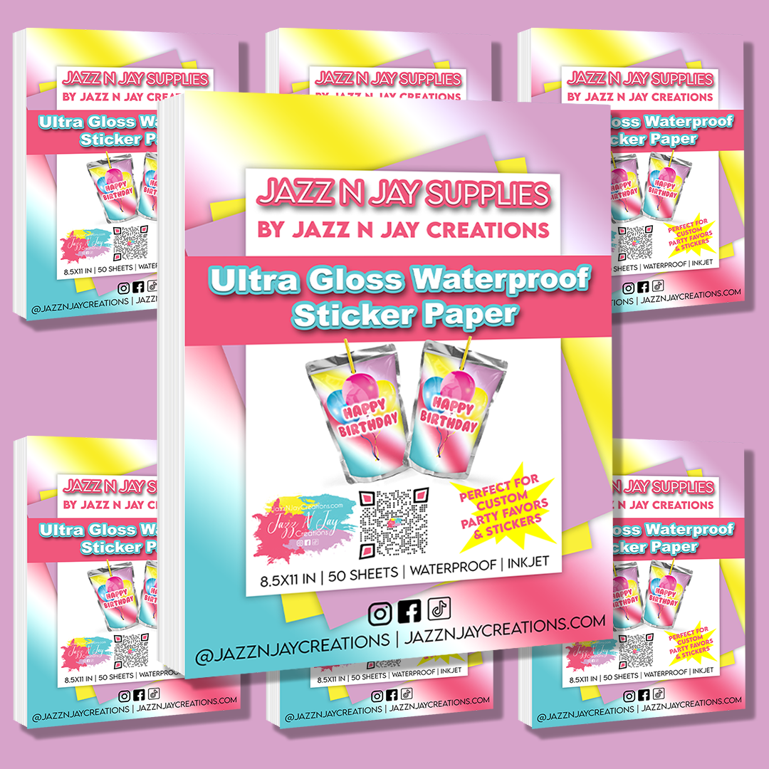 Jazz N Jay Supplies - 50 Pack Ultra Gloss Waterproof Sticker Paper ...