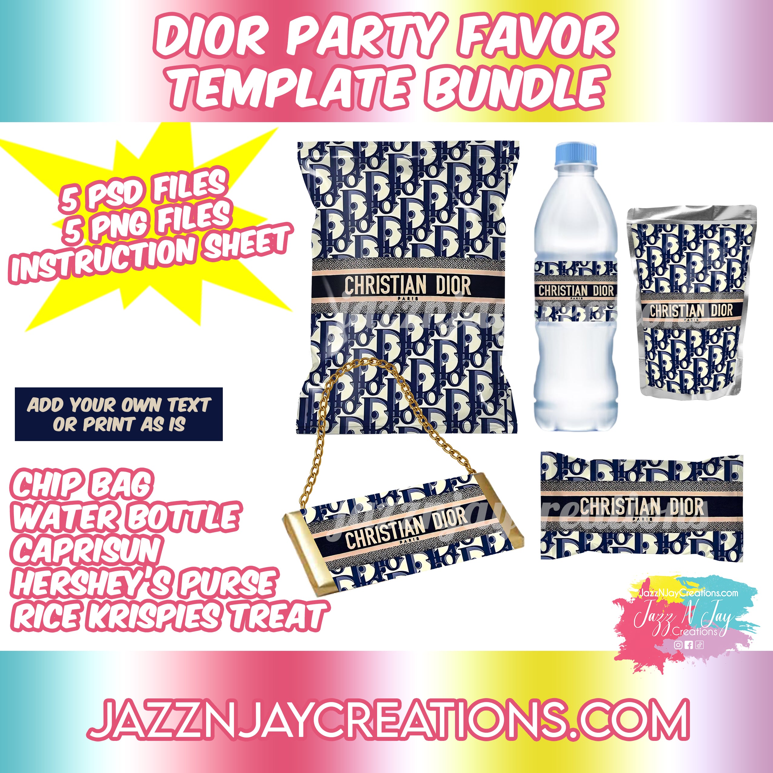 Christian Dior Party Favor Template Bundle – Jazz N Jay Creations