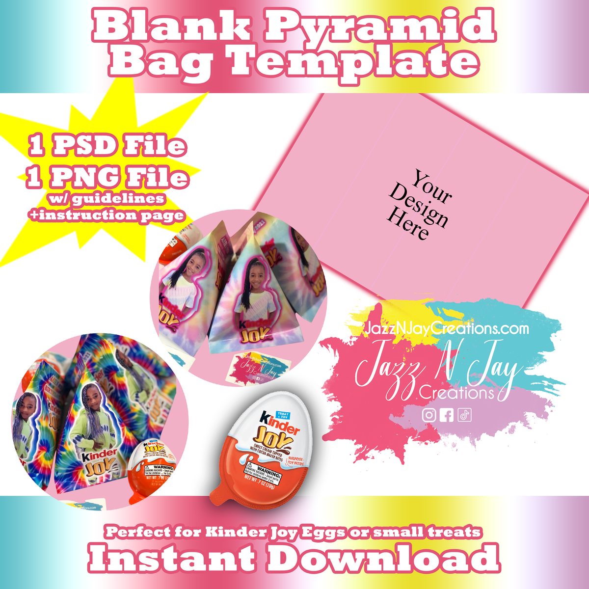 Blank Pyramid Bag Template (Kinder Joy Egg wrapper) – Jazz N Jay Creations