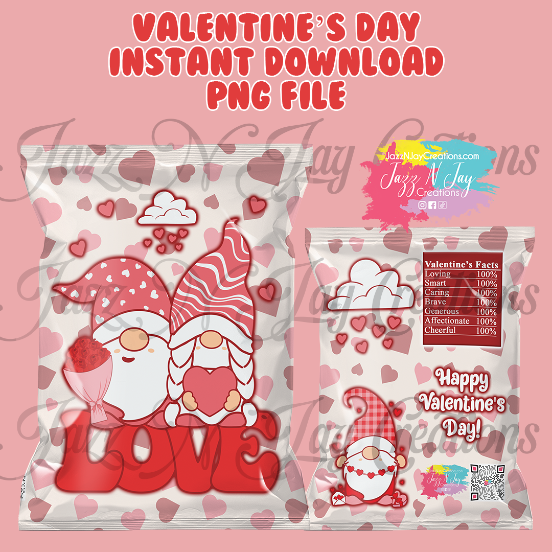 Gnome love- Valentine's Day Chip Bags *Printable / Instant Download ...